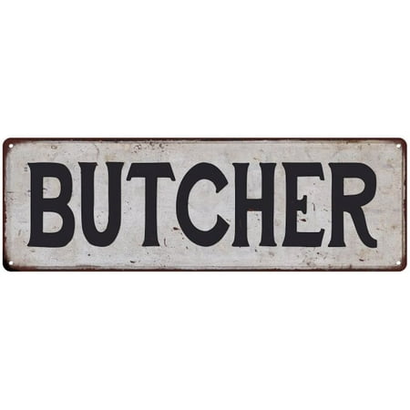 BUTCHER Vintage Look Rustic Metal 6x18 Sign City State 206180041082 ...
