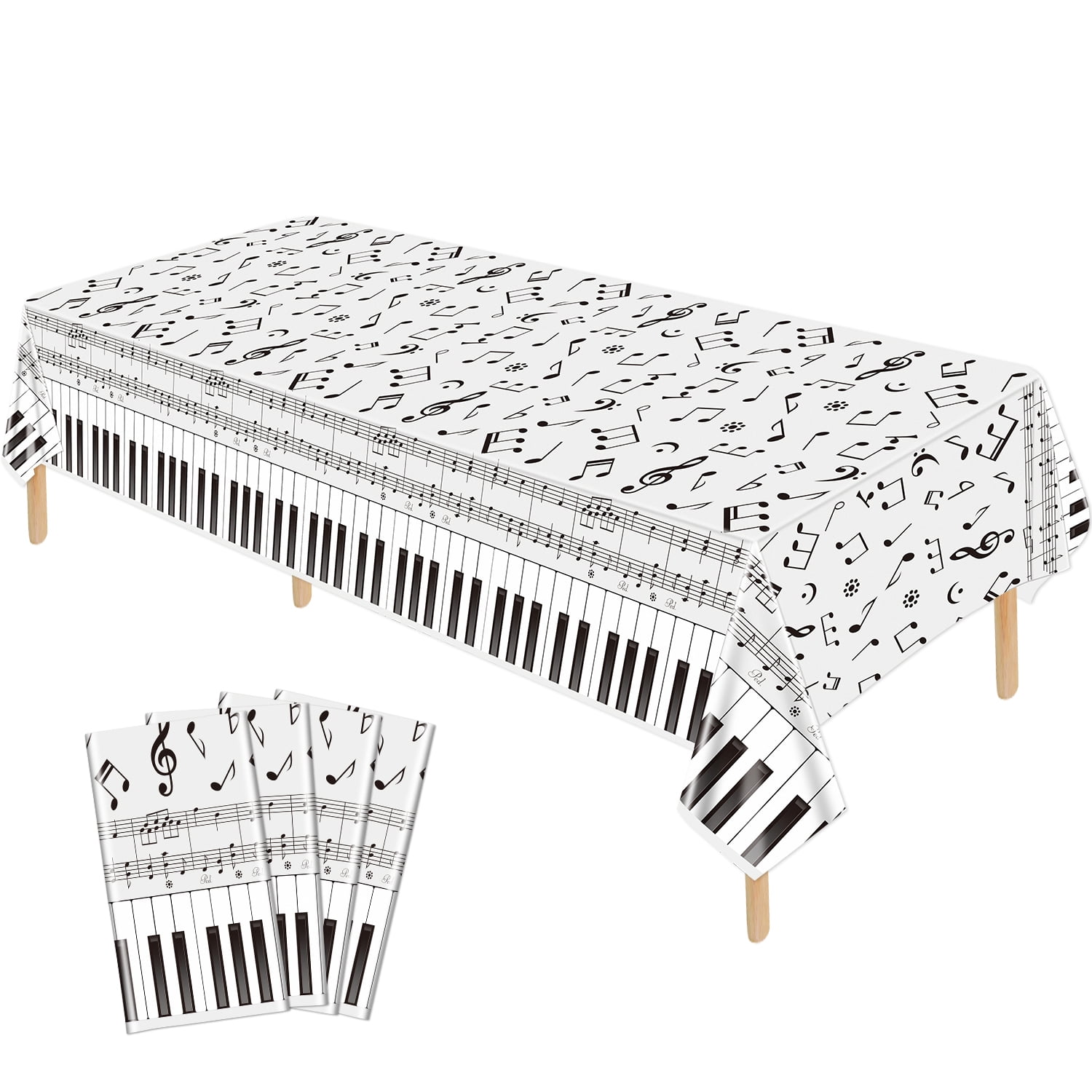 4 Pack Musical Notes Tablecloths 86.6 x 51.2Inch Reusable Rectangular ...