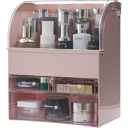 Pink Professional Large Cosmetic Makeup Organizer Dust Water Proof ...