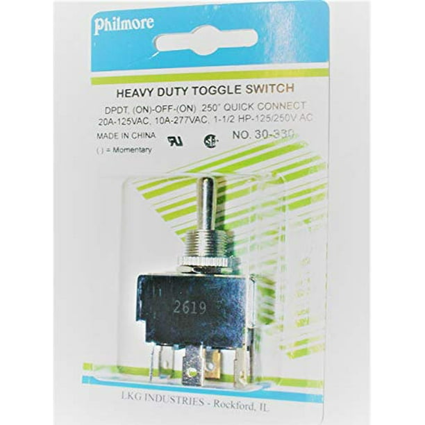 PHILMORE 30-330 TOGGLE SWITCH DPDT (ON)-OFF-(ON) MOMENTARY 20 AMP - 30 ...