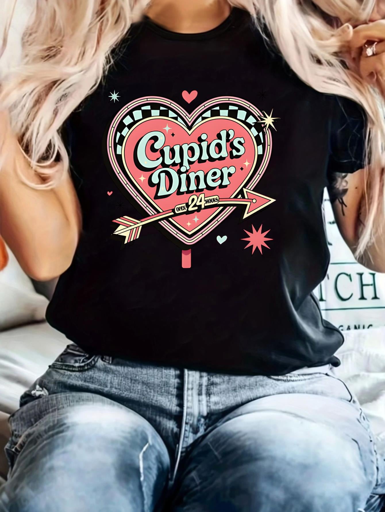 Camiseta informal de cuello redondo para mujer con estampado gráfico de ...