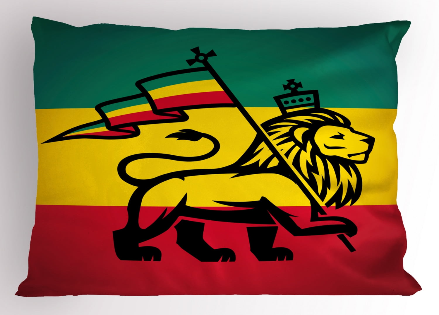 Rasta Pillow Sham Judah Lion with a Rastafari Flag King Jungle Reggae ...