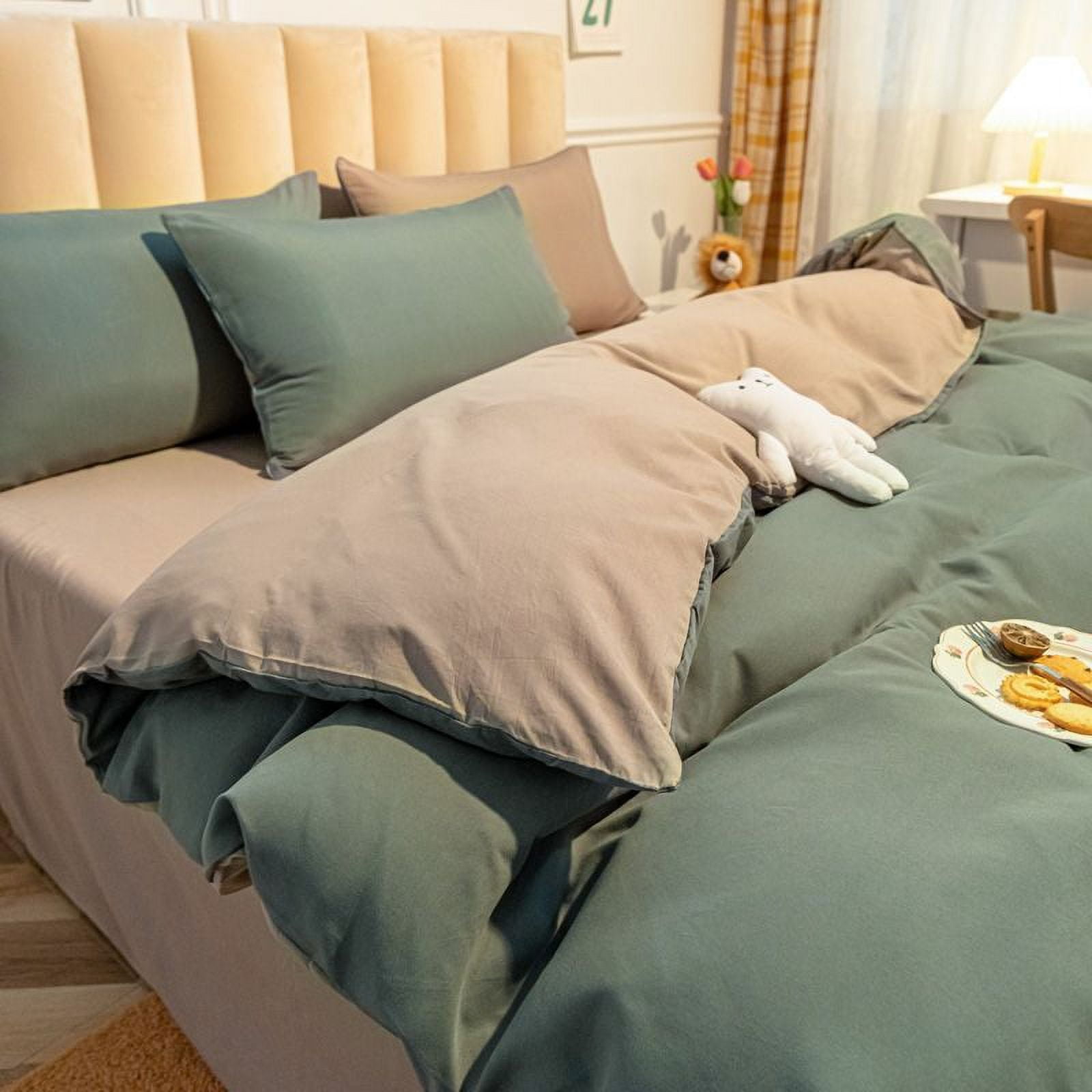 Click here for Dengle Korean Style Ginger Bedding Set Grey Bed Fl... prices