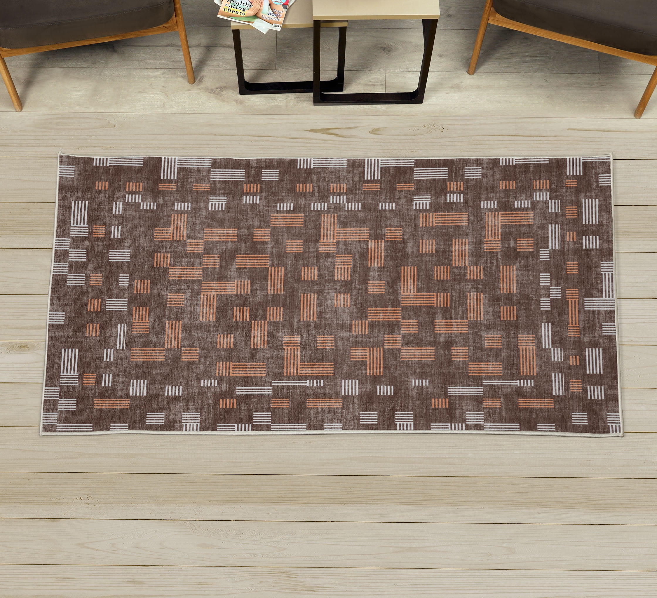 Modern Decorative Rug, Geometric Themed Design Squares by Bars ...