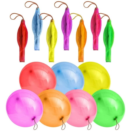 36 Pcs Punch Balloons Assorted Color Neon Punching Balloons With Rubber ...