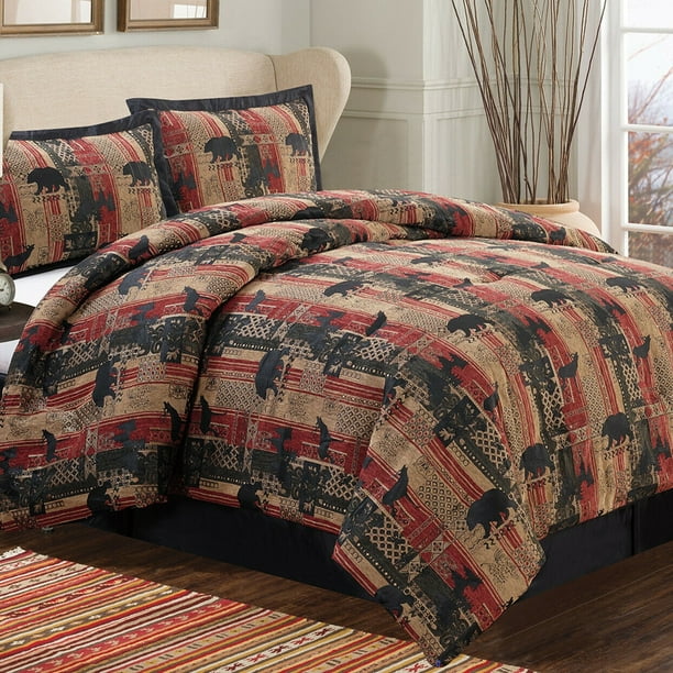 4 Piece Rustic Cabin Quilt Set Queen - Walmart.com