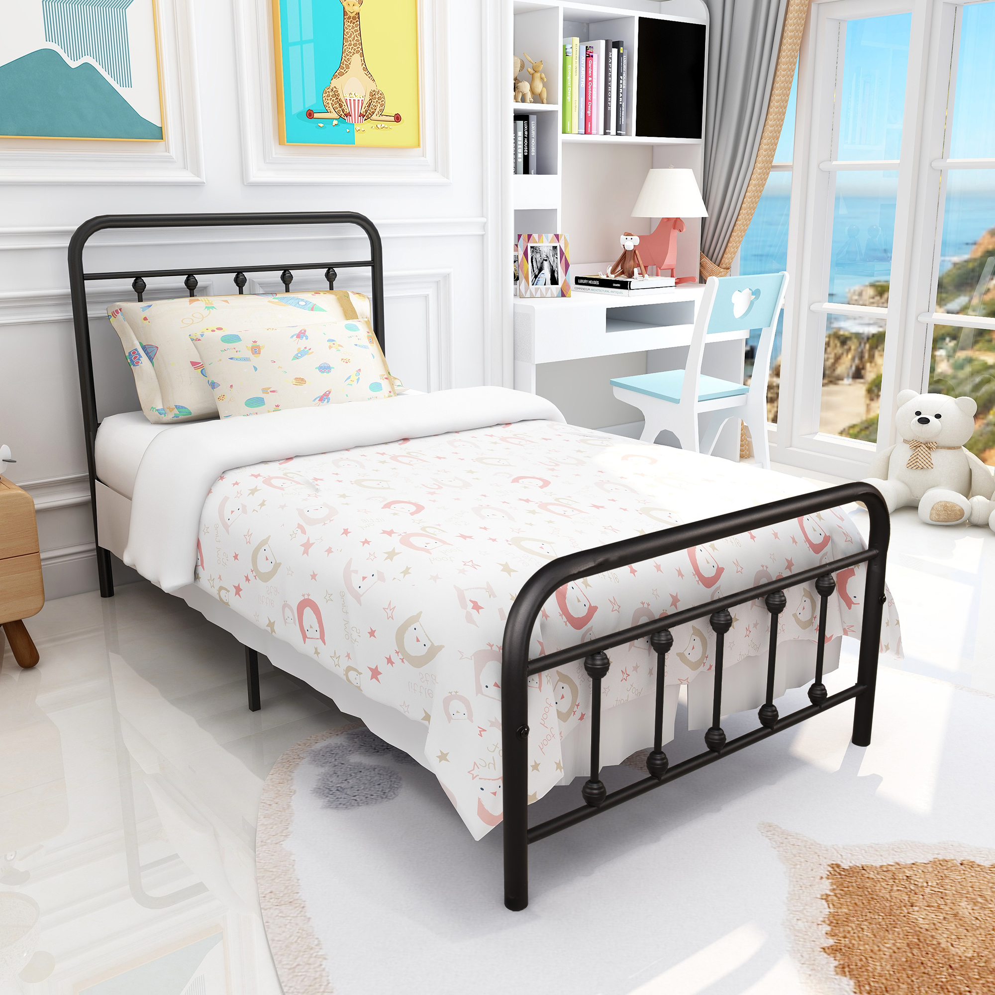 Beds Frames Bases Metal Single Bed Frame 3FT White Bed Solid Beds Frames Bases Metal Single Bed Frame 3FT White Bed Solid