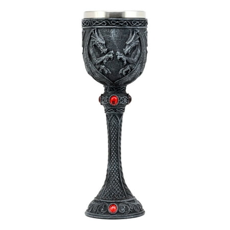 Ebros Medieval Wizard's Blood Alchemy Tall Twin Dragons Wine Goblet ...