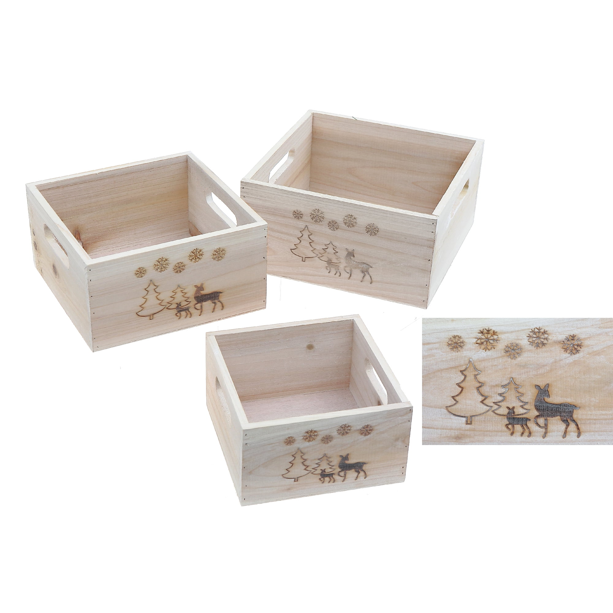 Click here for Ih Casadécor Set Of 3 Nesting Natural Wood Square... prices