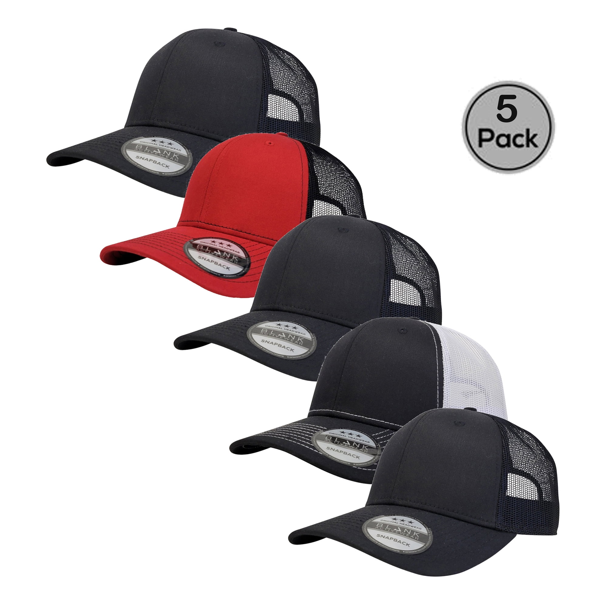 Click here for Blank Activewear  Pack Of 5 Snapback Trucker Hats prices