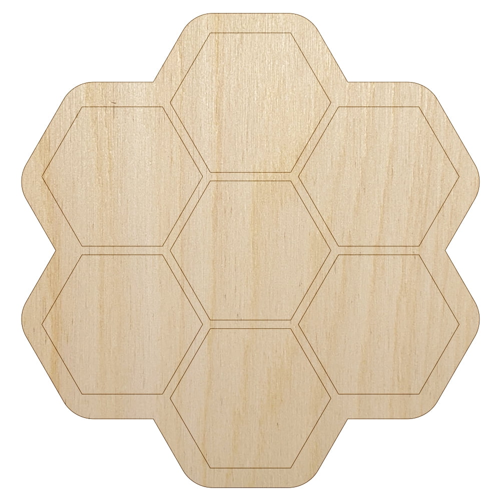 Bee Honeycomb Solid Wood Shape Unfinished Piece Cutout Craft DIY ...
