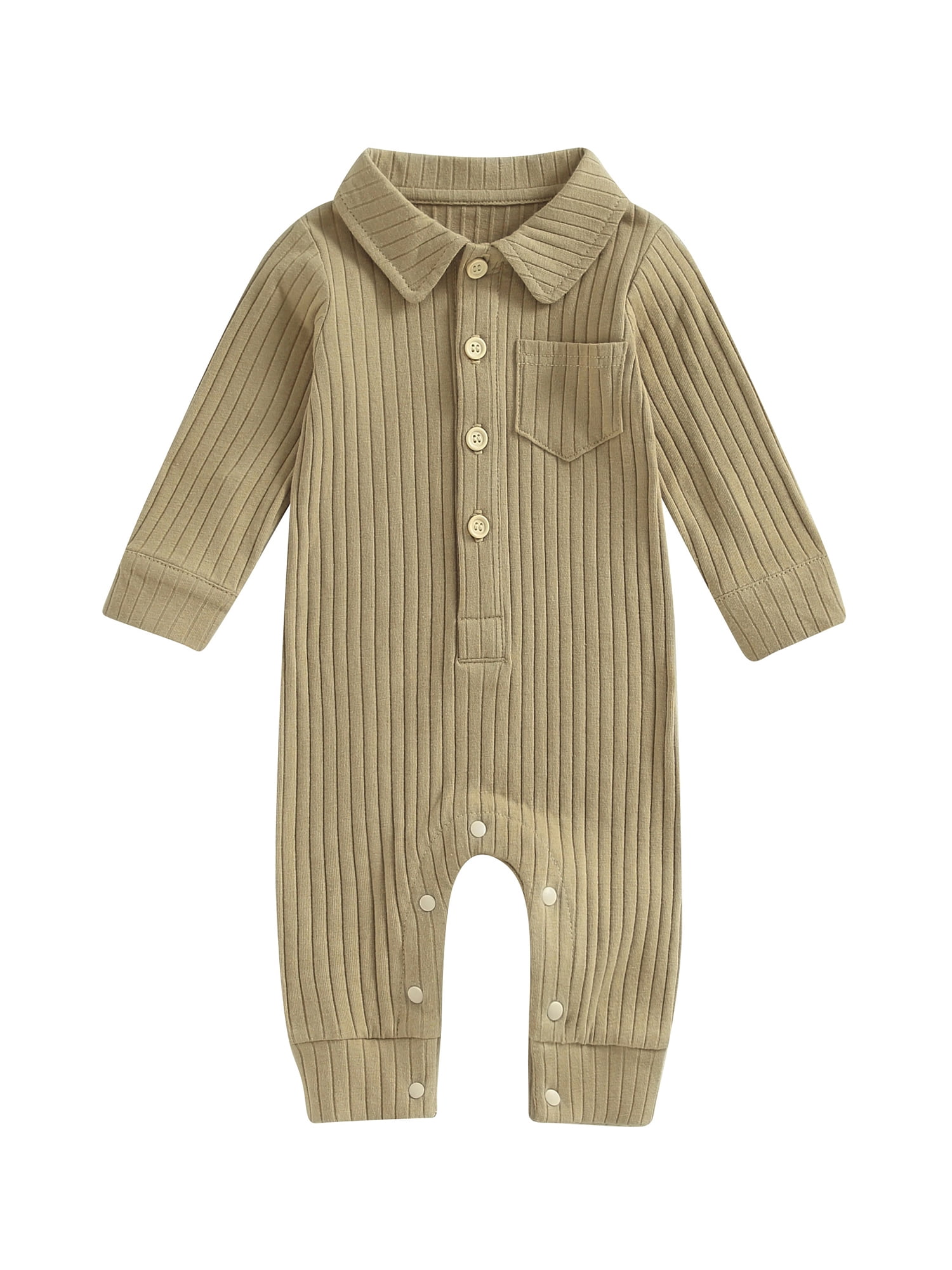 Bagilaanoe Newborn Baby Girl Boys Jumpsuit Long Sleeve Bodysuit 3M 6M 9M 12M 18M Infant Ribbed ...