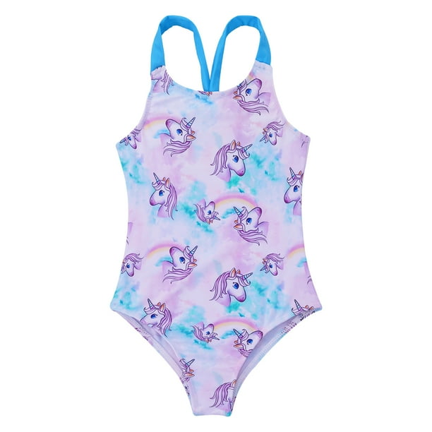 MSEMIS Girls Mermaid One Piece Swimsuit Kids Ruffle Bathing Suits with ...