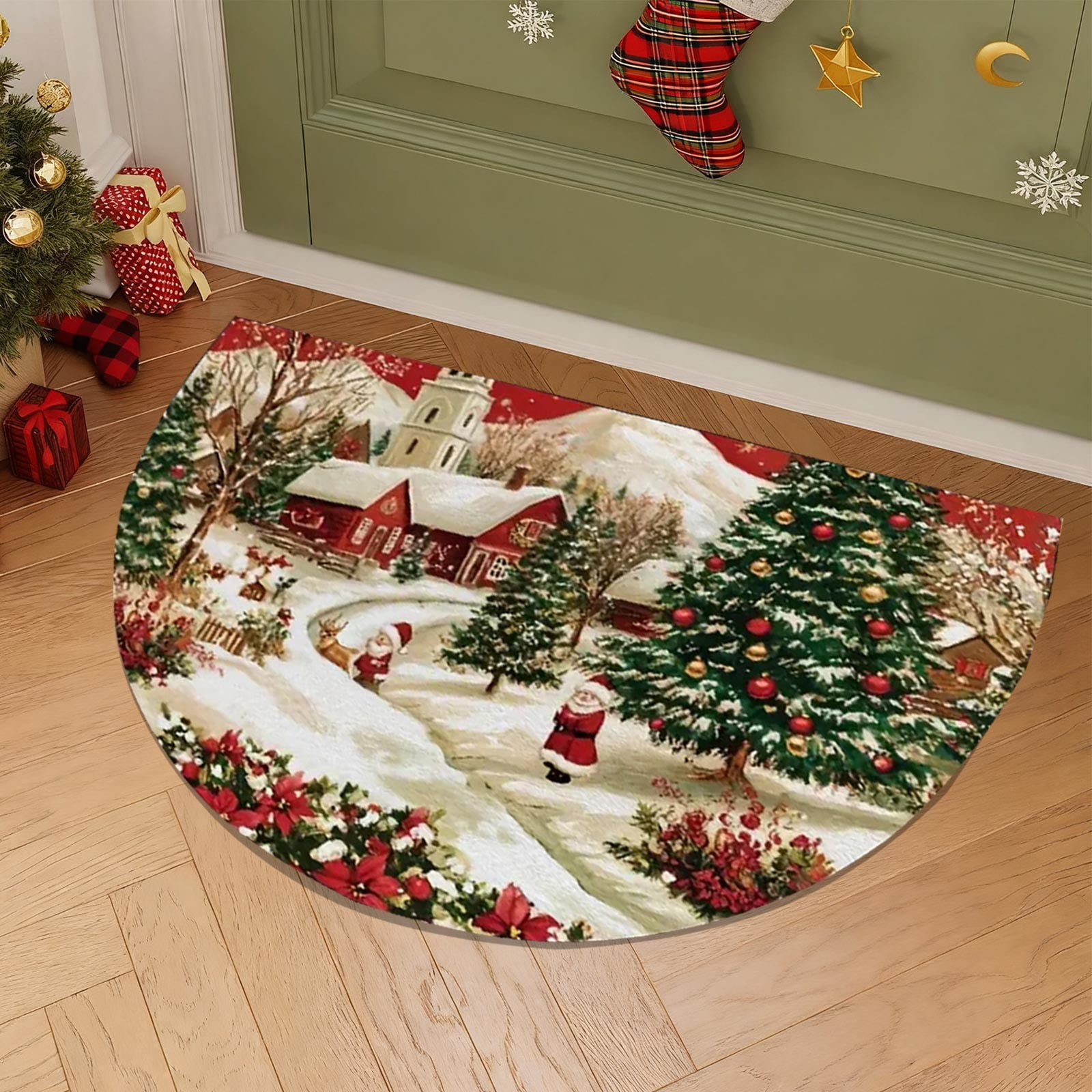 Click here for Baopai Christmas Semicircle Entrance Door Mat Hous... prices