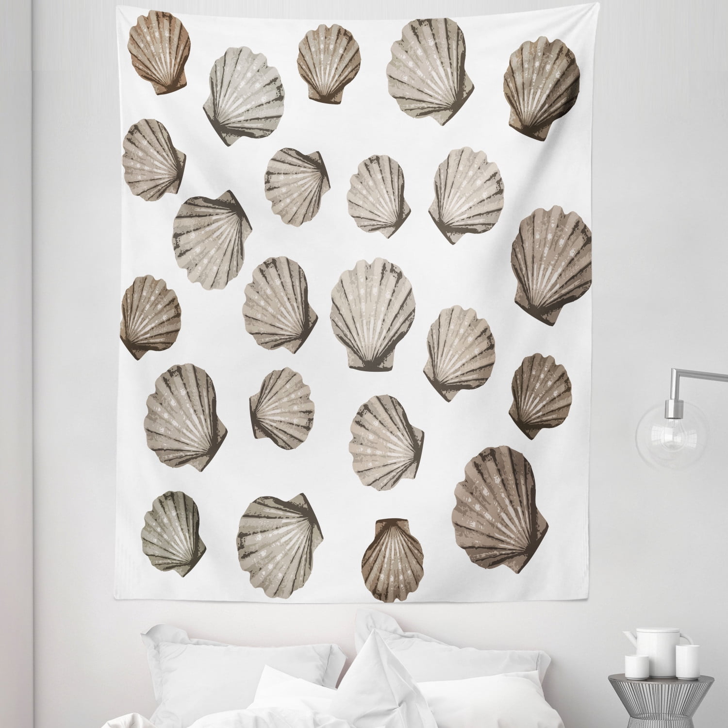 Scallop Tapestry, Clam Seashells Beach Pecten Family Nautical Creatures ...