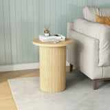 Round Oak Solid Wood Pedestal End Table - Living Room Accent Furniture - Walmart.com