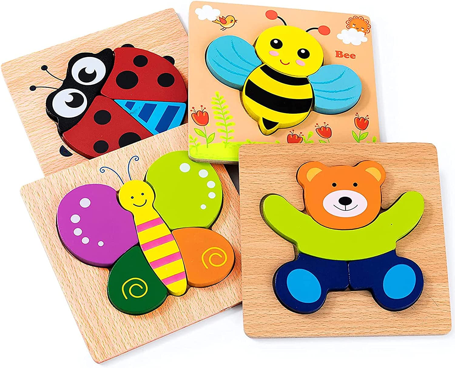 Rompecabezas de Madera Oso de Fresa de 4 Piezas para Niños de 1 a 4 ...