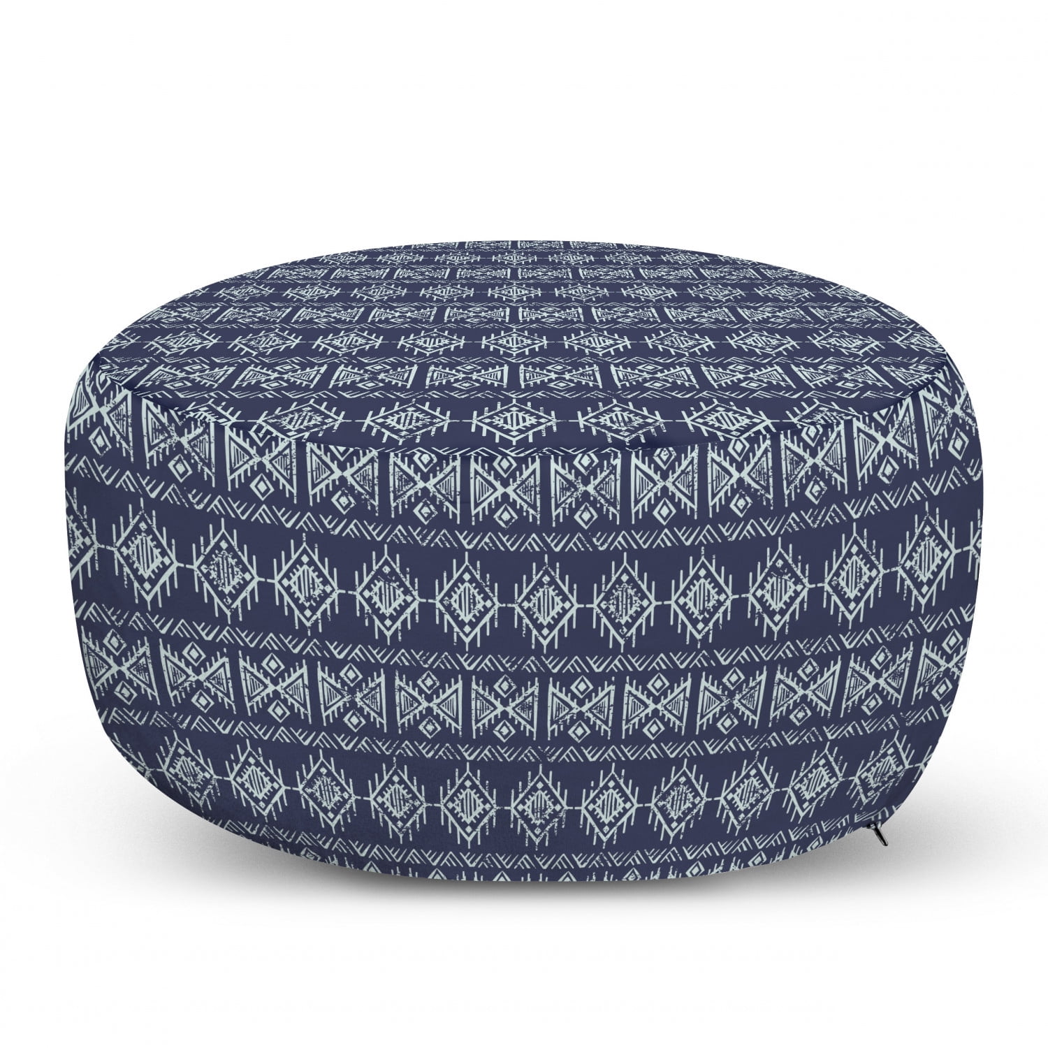 Mexican Print Pouf Cover with Zipper, Grunge Look Vertically Arranged ...