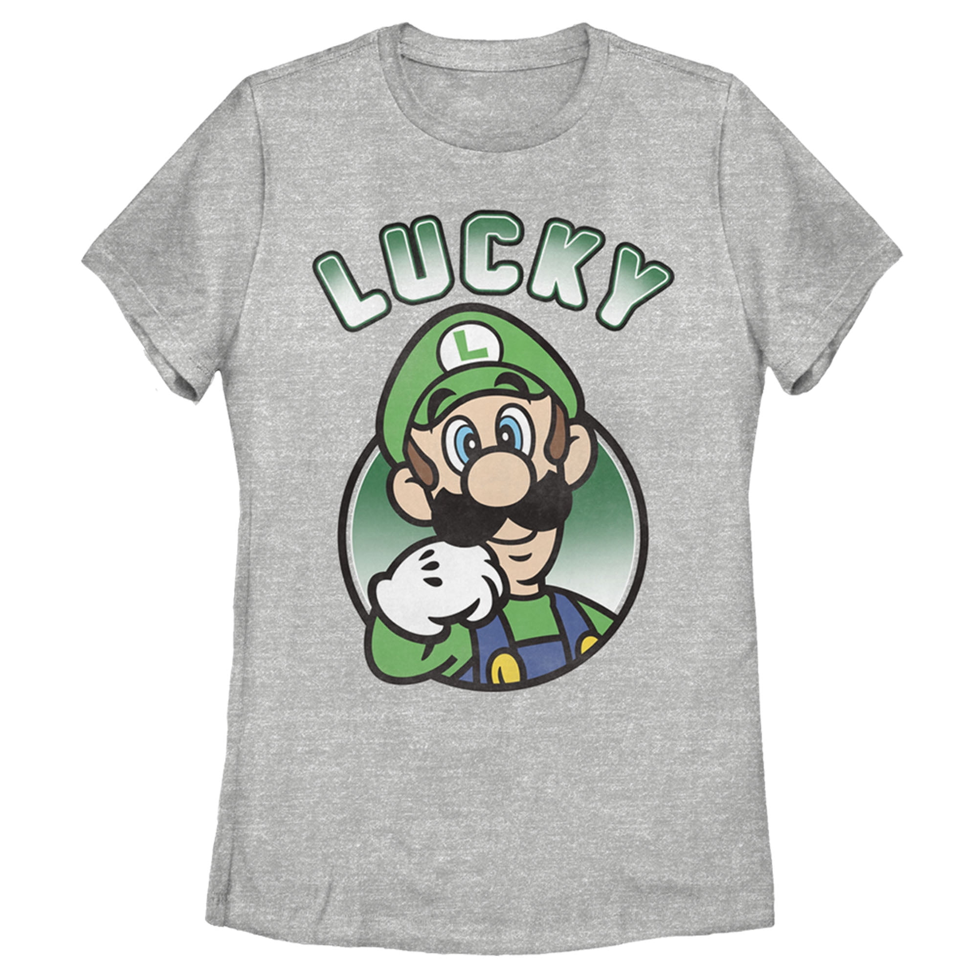 Women's Nintendo Super Mario St. Patrick's Day Lucky Luigi Retro T-Shirt - Athletic Heather ...
