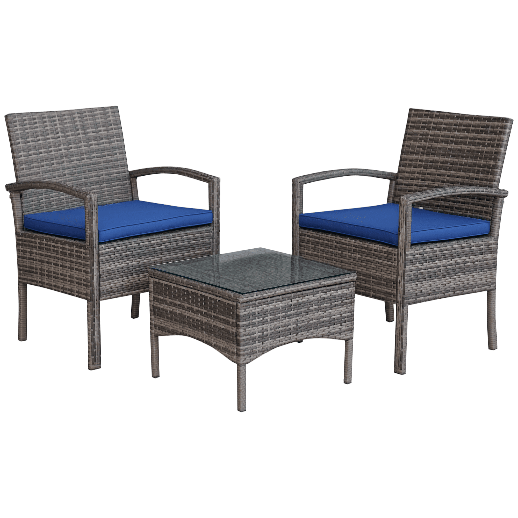Click here for Outsunny Rattan Coffee Set Garden Chairs And Table... prices