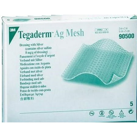 3M Tegaderm Ag Mesh Dressing with Silver 2x2, Antimicrobial, Latex-free ...