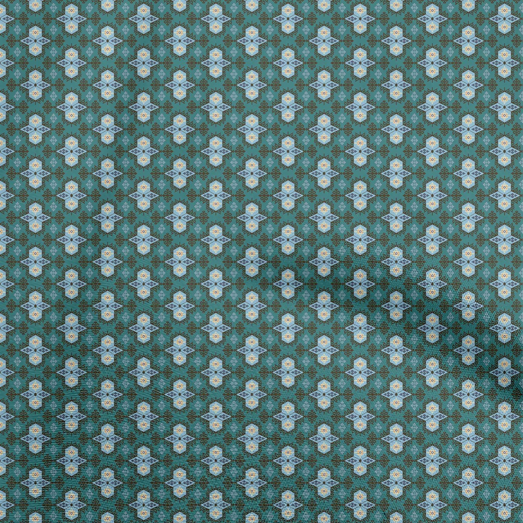 oneOone Cotton Cambric Turquoise Green Fabric Asian Kilim Diy Clothing ...