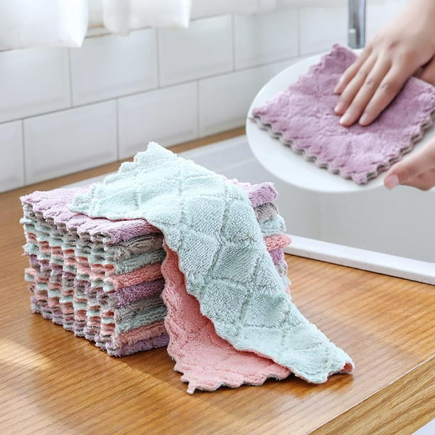 10Pack Cleaning Cloths, Washcloths Super Absorbent Kitchen Towels, Dish ...