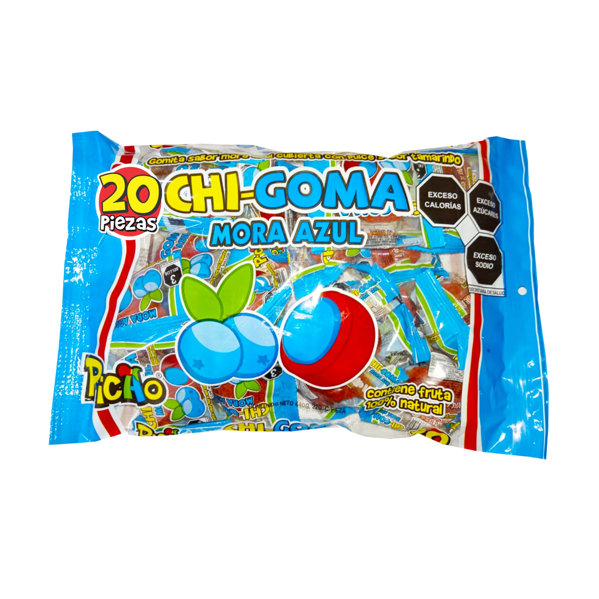 20 Gomitas Sabor Mora Azul Cubierta Tamarindo Picao Dulce Picosito ...