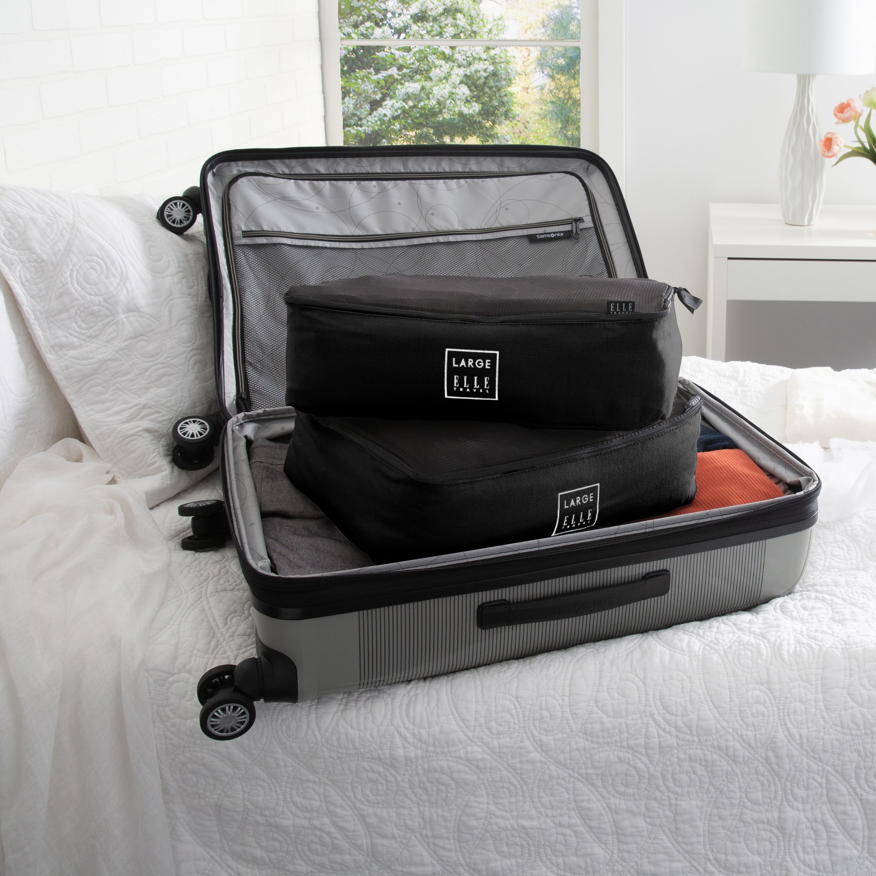 Buy Elle Travel 2 Pack Large Rectangle Packing Cubes in Black Online at ...