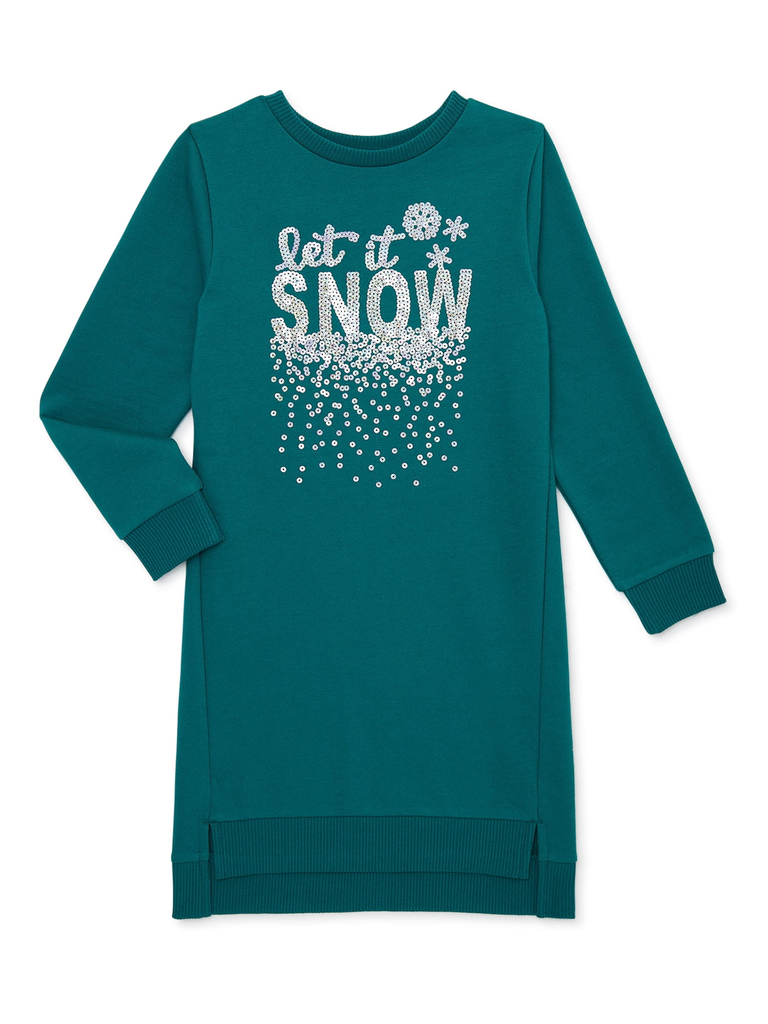 Wonder Nation Girls Long Sleeve Sweatshirt Dress, Sizes 4-18 & Plus ...