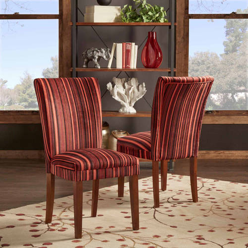 Ayana Print Parson Chair, Set of 2, Red Stripe - Walmart.com