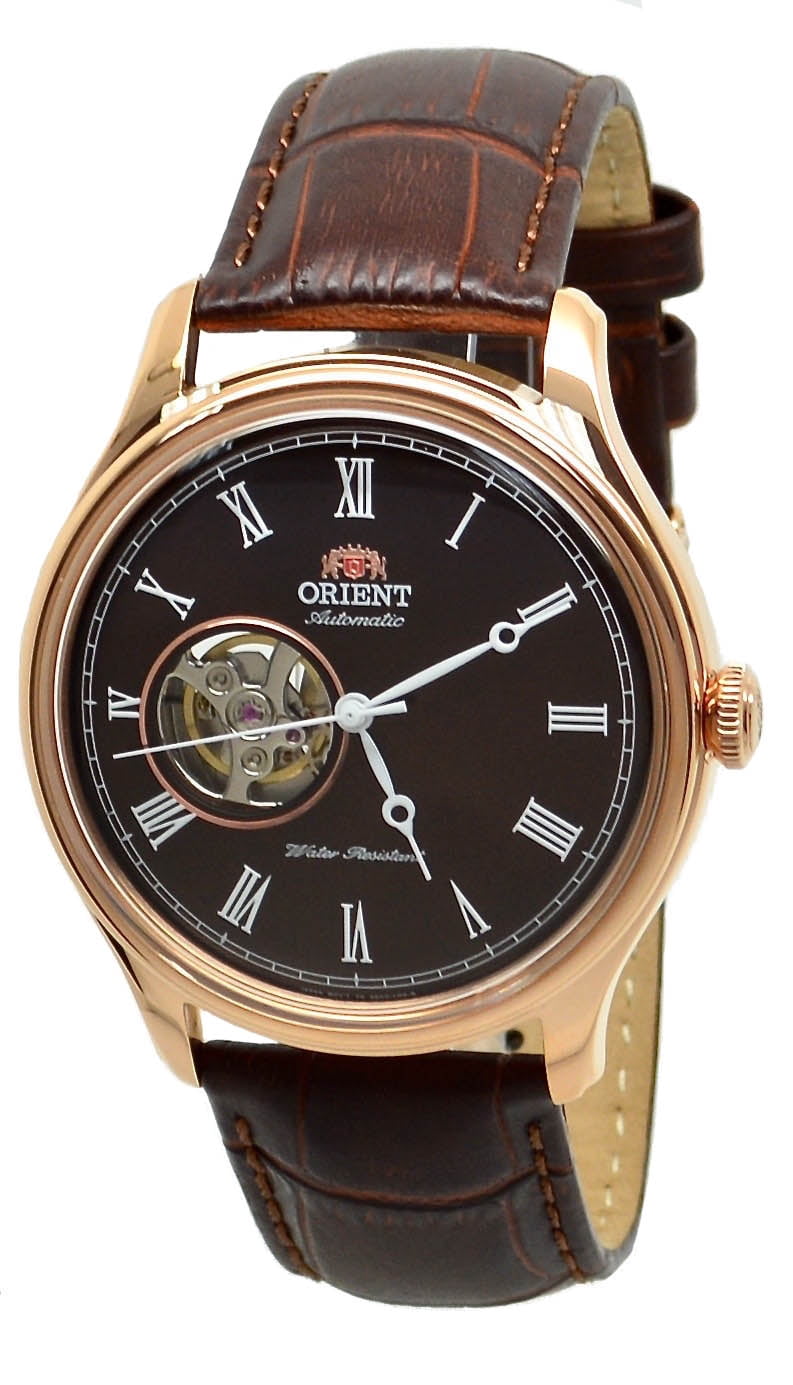 Orient Men's Open Heart Automatic FAG00001T0 Brown Dial Brown Leather ...