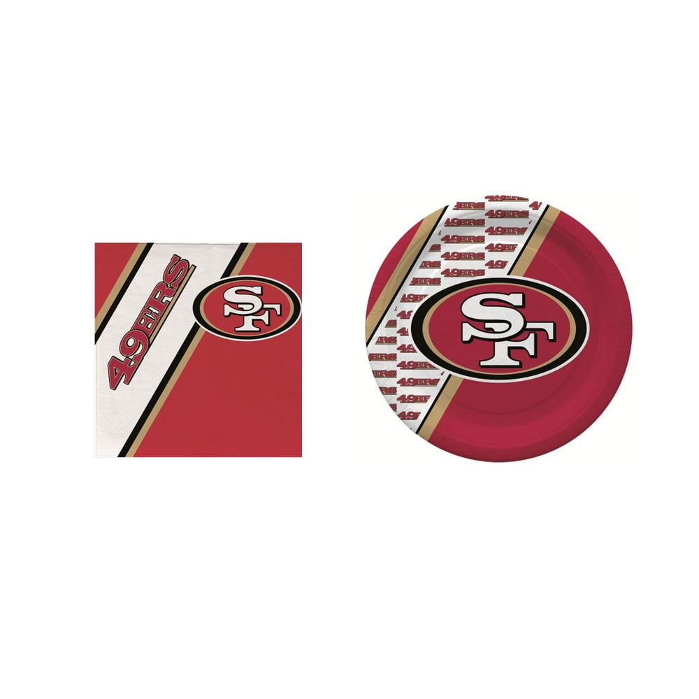 San Fransisco 49ers 20 Pc Disposable Paper Plates And 20 Pc Disposable ...