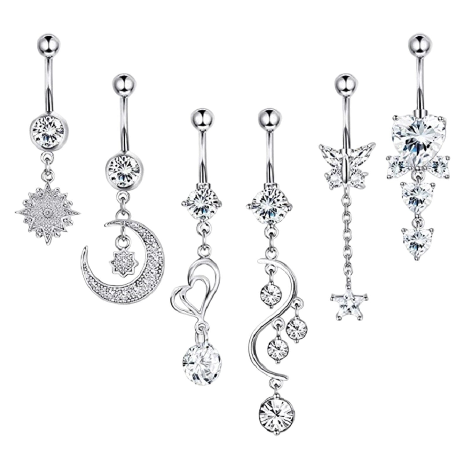 Click here for Boltforge Belly Button Ring 6pcs Long Dangle Belly... prices