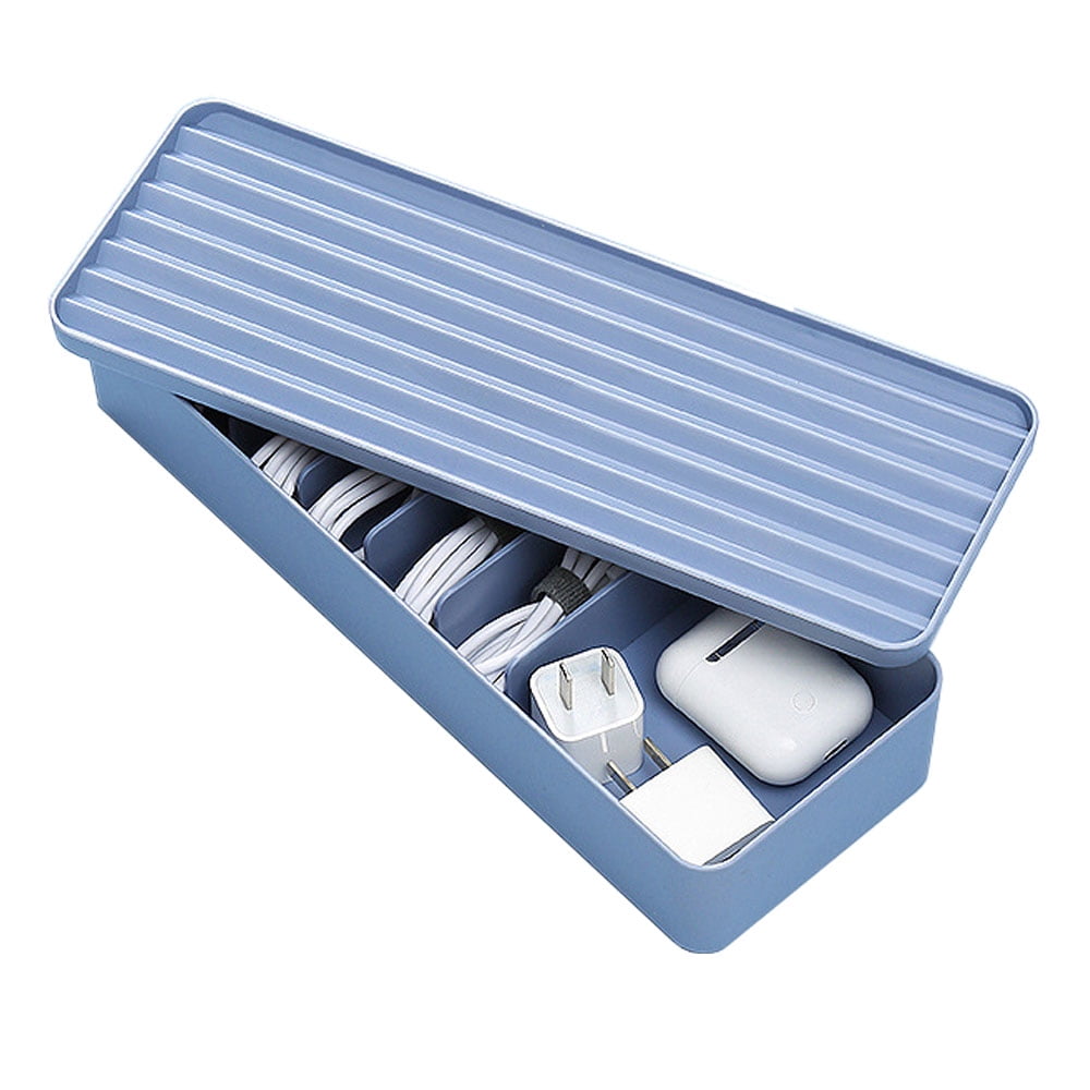 Plastic Cable Organizer Box with Compartments, Desk Accessories Storage ...