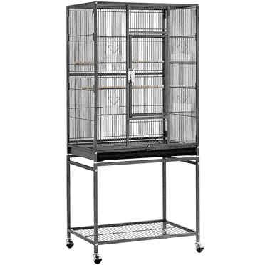 ZENSTYLE 68"H Large Spacious Bird Cage with Rolling Stand Metal Frame ...