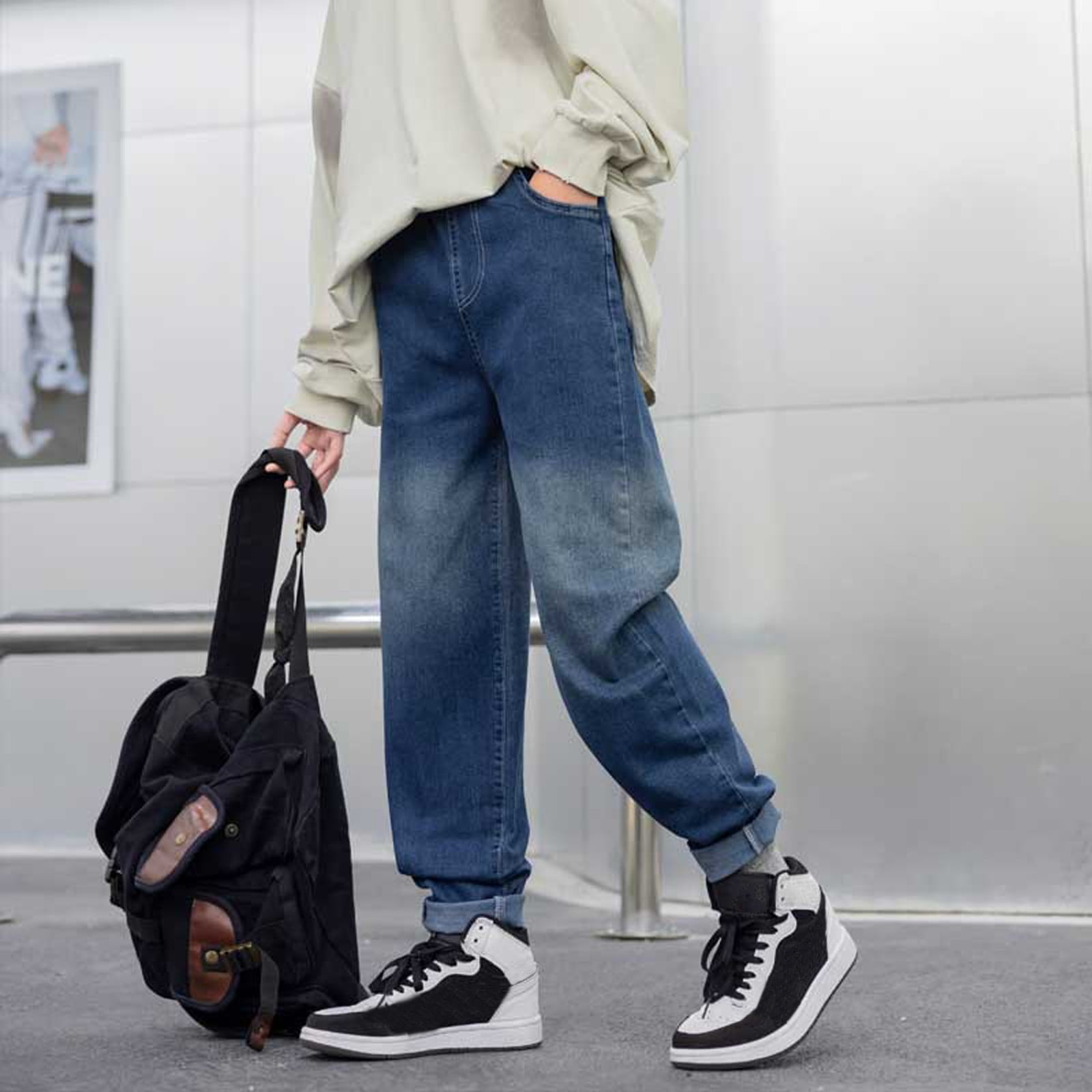 Click here for Chengzi Teen Boys Denim Pants Baggy Cargo Pants St... prices