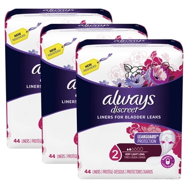 Always Discreet Feminine Pads, Incontinence & Postpartum Liners, Size 2 ...
