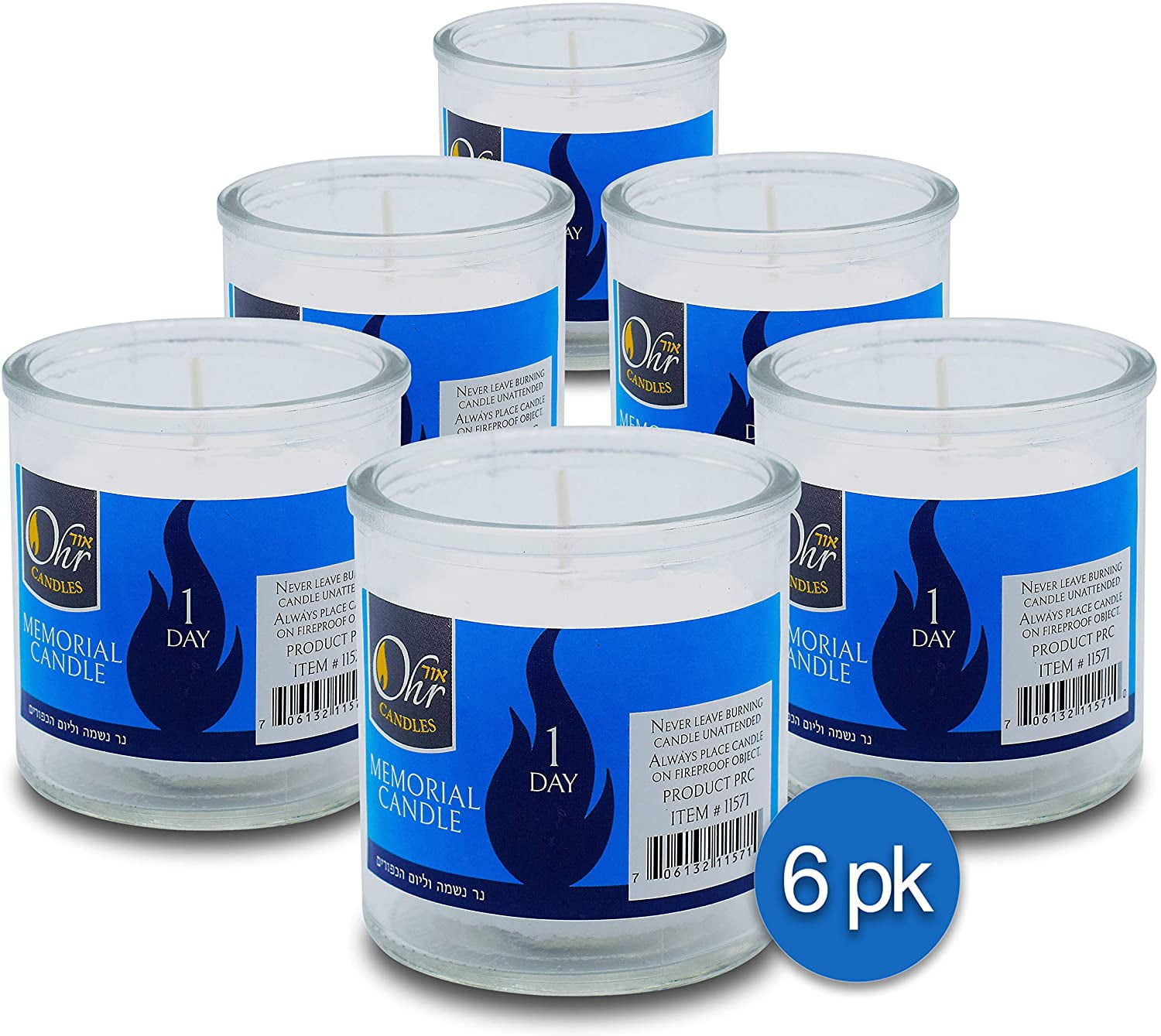 Ohr Candles, 24 Hours Yartzeit, Memorial, Prayer Candles in Glass ...