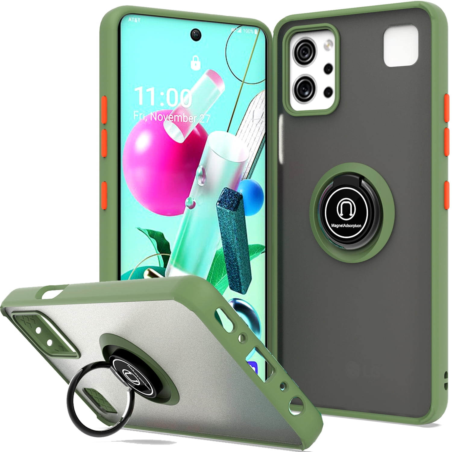 CoverON For LG K92 5G Phone Case, Ring Holder Kickstand Magnetic Mount ...