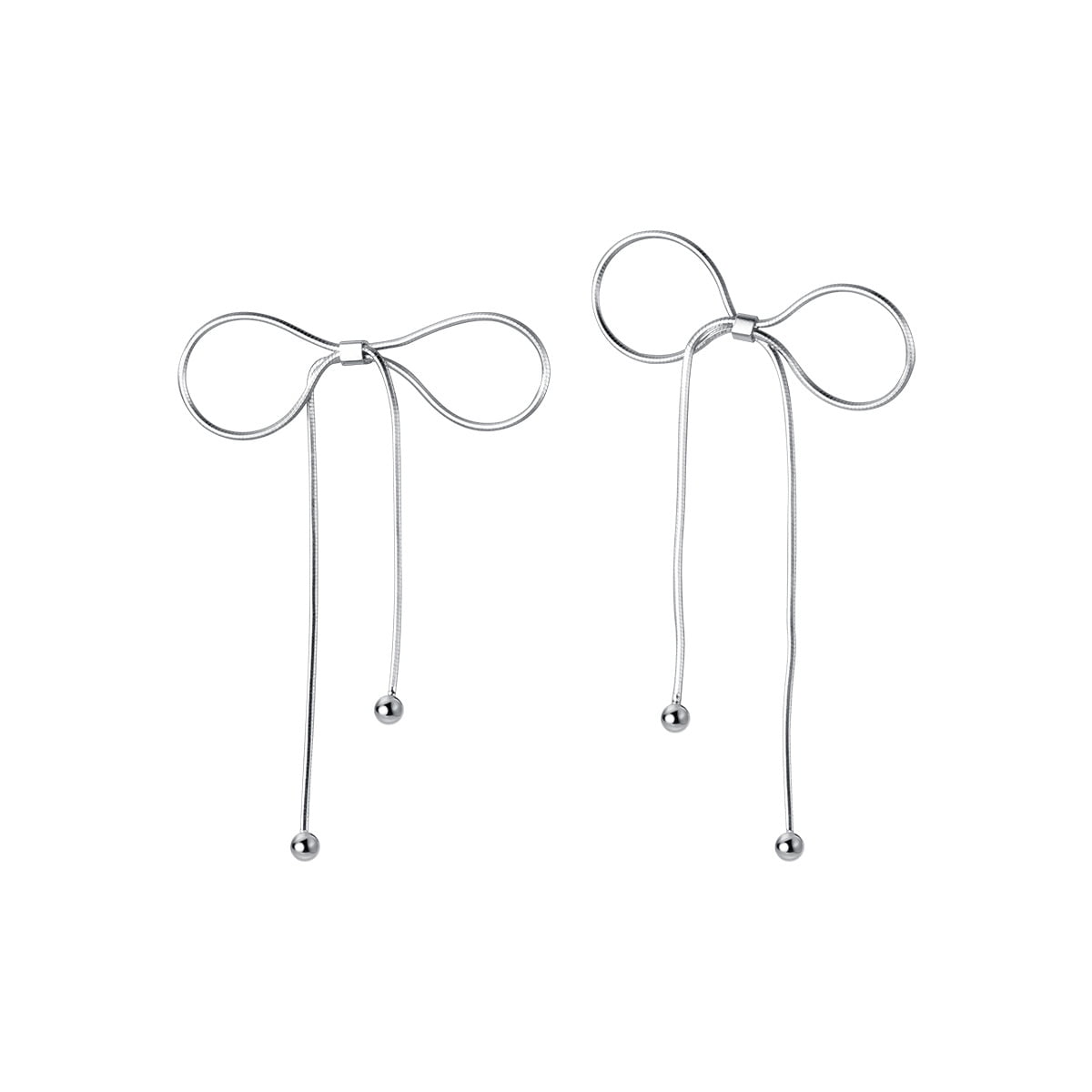 Minimalist Bow Knot Threader Tassel Chian Dangle Stud Earrings Sterling ...