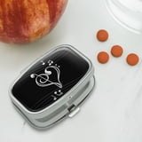 Treble Bass Clef Heart Music Black Rectangle Pill Case Trinket Gift Box ...