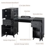 Manicure Table Nail Desk for Nail Tech with Glass Top & Wrist Rest ...