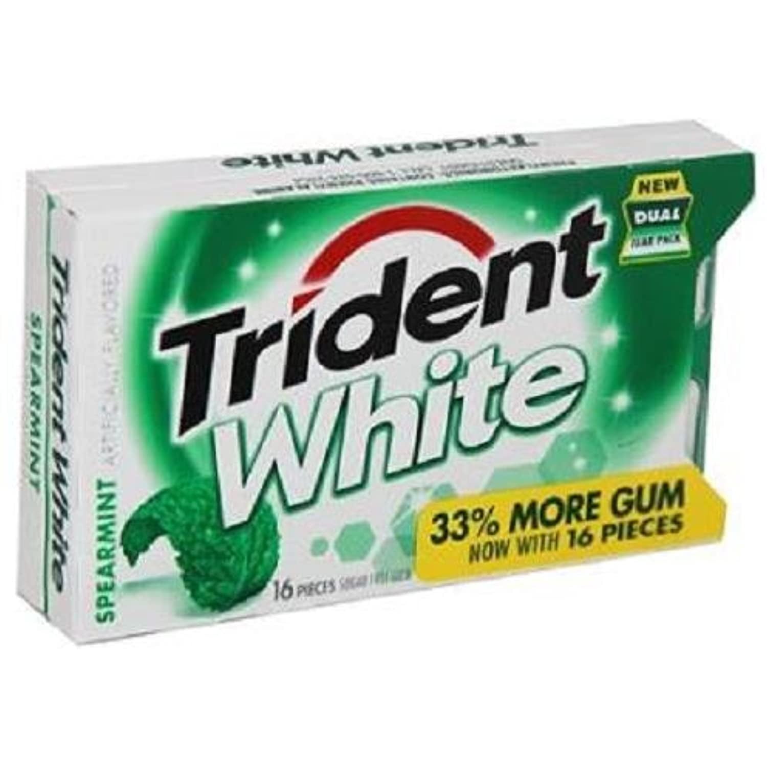 Trident White Spearmint Sugar Free Gum 16 Pieces Per Box Pack Of 9