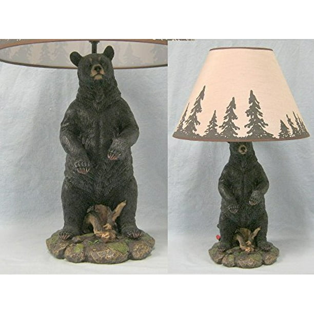 25" Standing Black Bear Lamp Forest Print Shade - Walmart.com