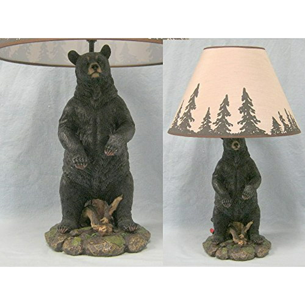 25" Standing Black Bear Lamp Forest Print Shade - Walmart.com - Walmart.com
