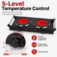 1800W Double Burner Hot Plate with 5 Stepless Temperature Settings ...