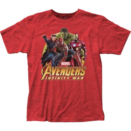 Avengers: Infinity War Hulk Group Adult Heather Red Fitted Jersey T ...