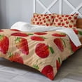 4 Piece Duvet Cover Set Twin, Farmhouse Strawberry Wood Texture Soft ...