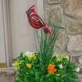 Red Cardinal Bird Metal Pot Plant Stake Hand Painted 3D Yard Art ...